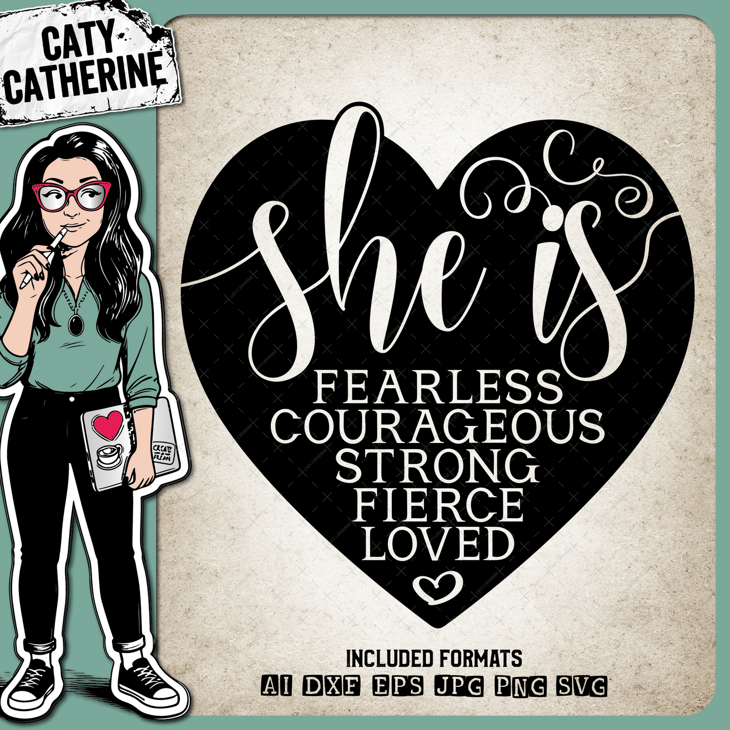 She Is Fearless Courageous Strong Fierce Loved Love Heart – Quotes & S ...